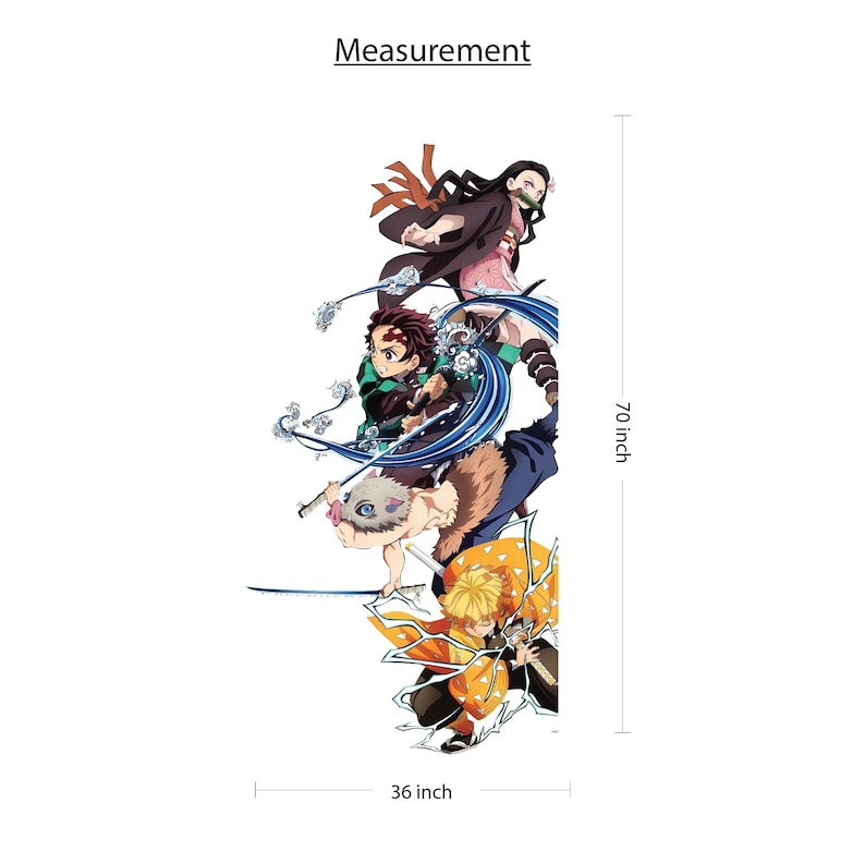 Removable Demon Slayer Wall Decal Japan Anime Wall Sticker Kimetsu No ...