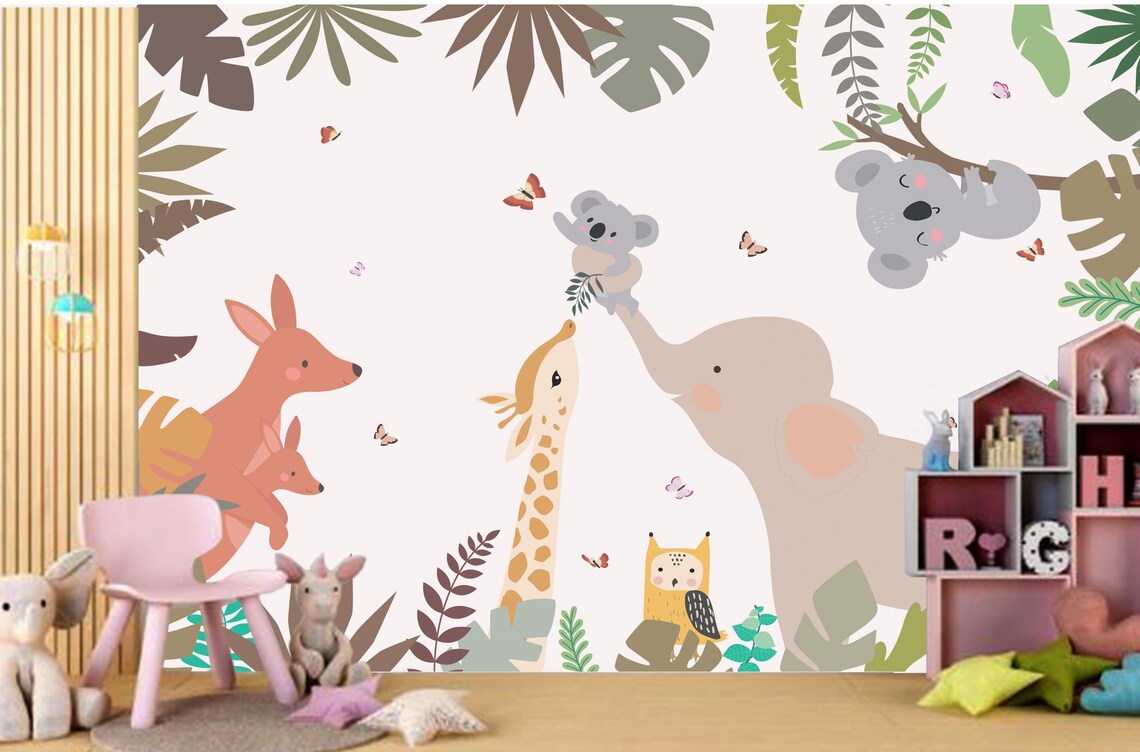 Safari Wall Decal Zoo Animal Wall Sticker Forest Animal Wall Mural ...