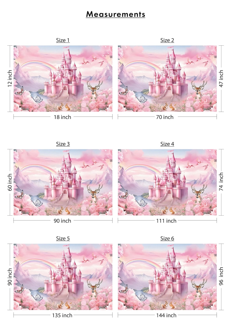 Pink Castle Wallpaper Fairy Tale Castle Wall Decal Castle With Animal ...