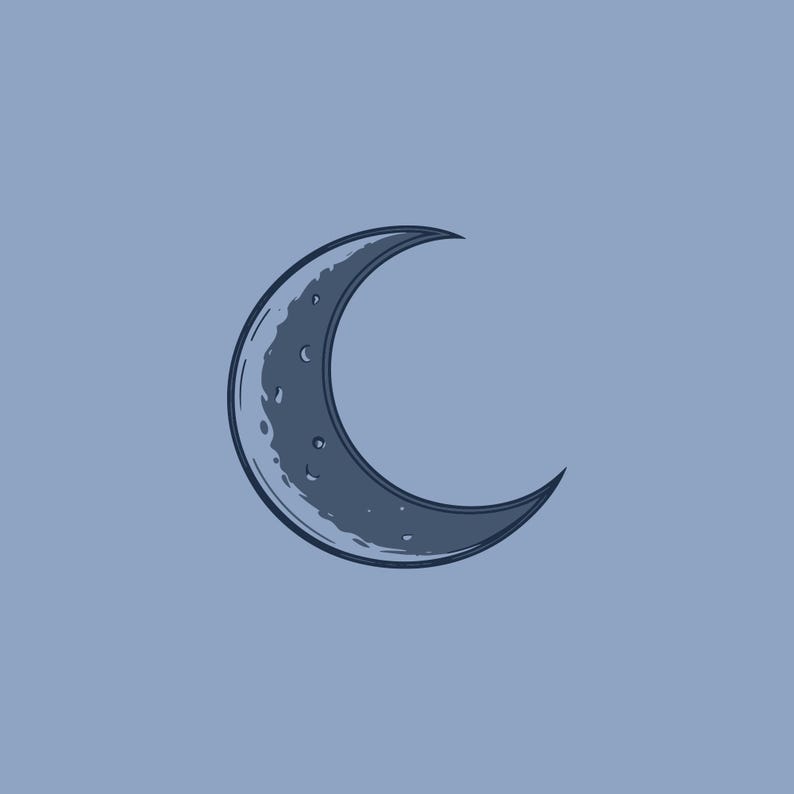 Minimalist Crescent Moon Logo, Lunar Symbol Vector, Modern Celestial ...