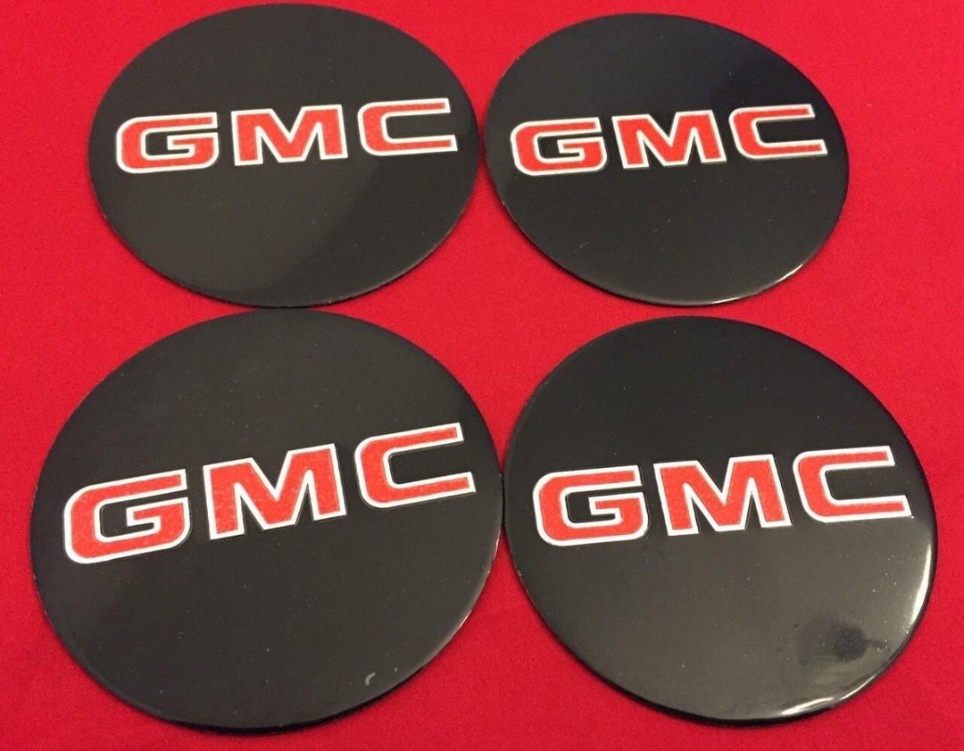 4x Gmc Sierra Yukon Van 1500 2500 3500 Wheel Center Caps Emblems Black ...