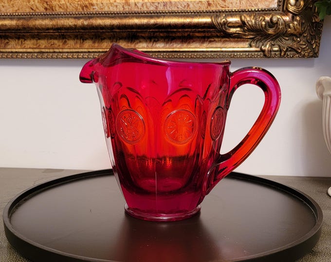 Very Rare Vintage Fostoria Ruby Red Glass Pitcher 1887 Eagle & Torch ...