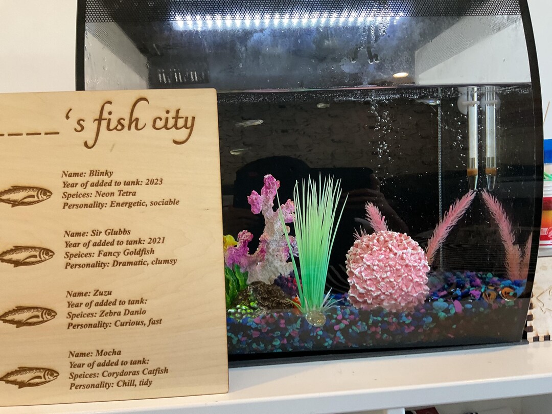 Custom Wooden Fish Tank Plaque – Personalized Fish ID Sign With Name ...