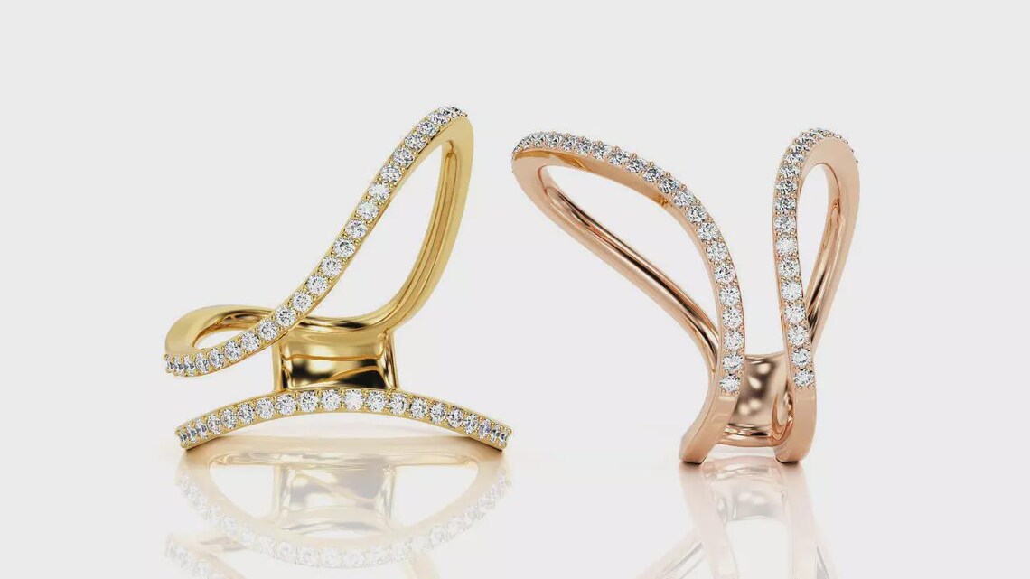Gold Diamond Open Loop Ring – Modern Statement Jewelry - Etsy