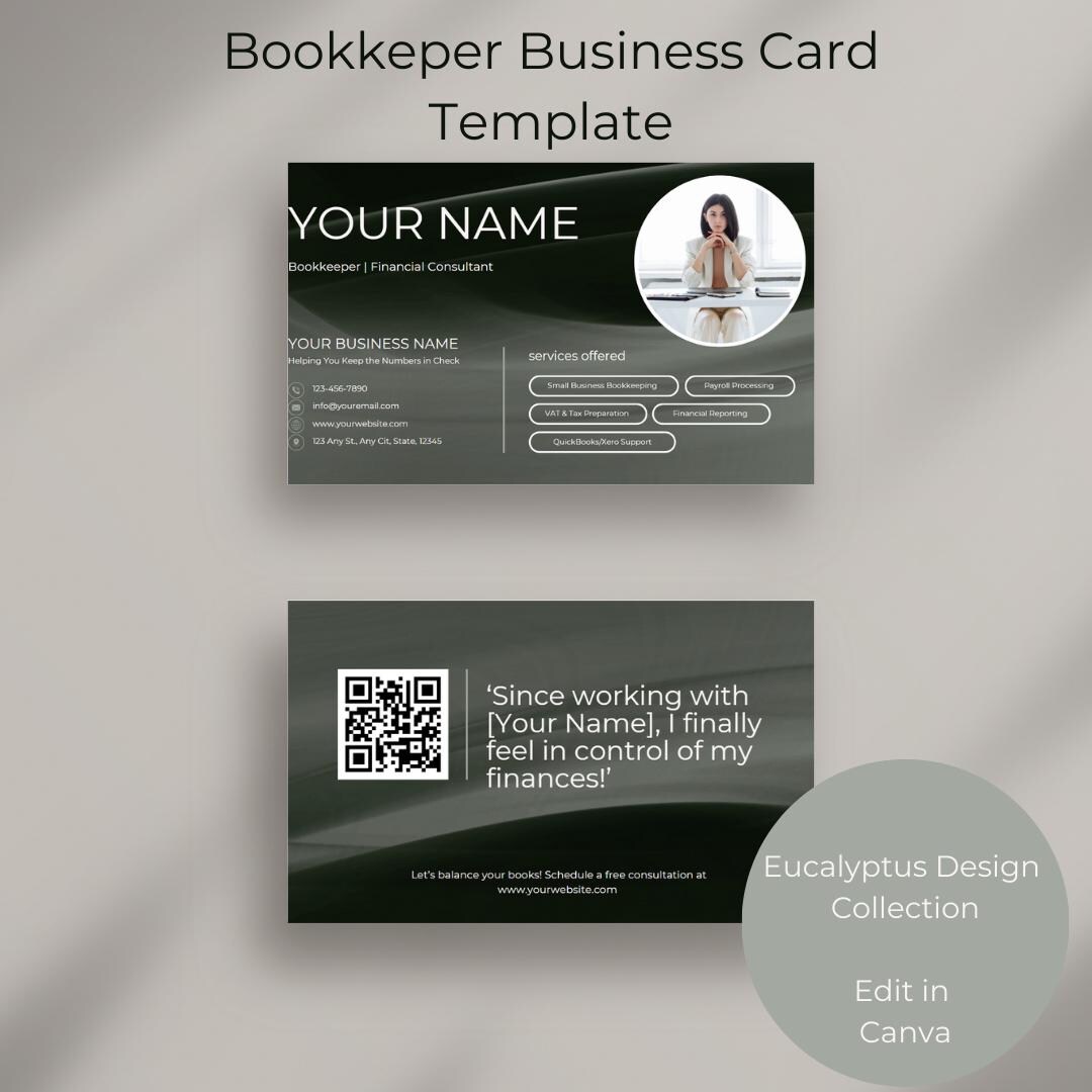 Accountant Business Card | DIY Bookkeeping Business Card Template ...