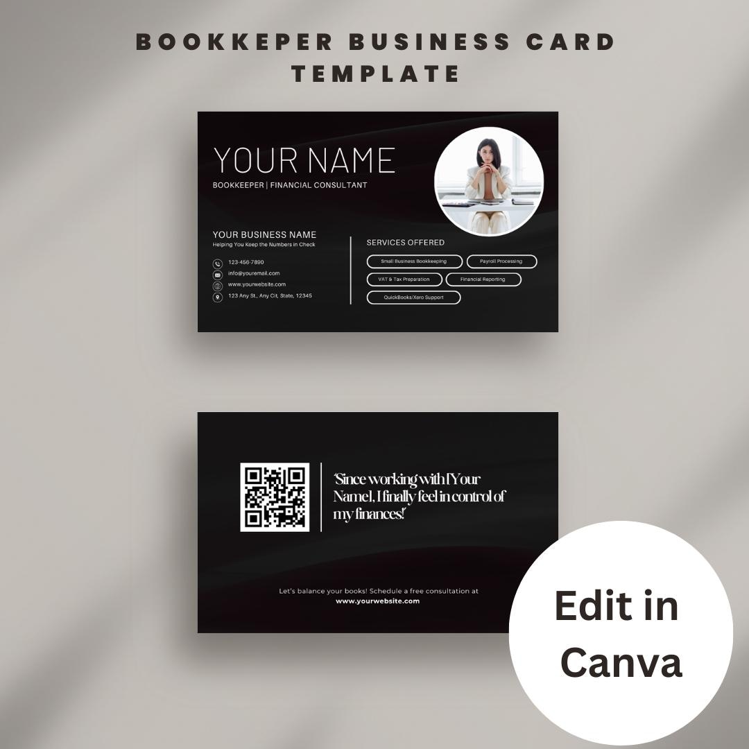 Minimalist Accountant Business Card | DIY Bookkeeping Business Card ...