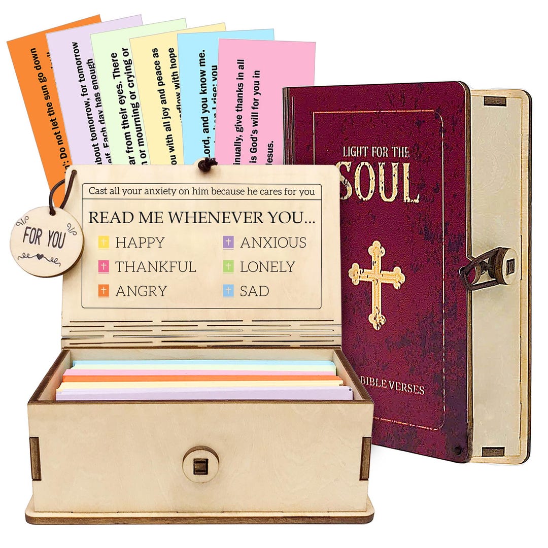 150 Bible Verse Cards With Wooden Box, “read Me When” Scripture Set ...