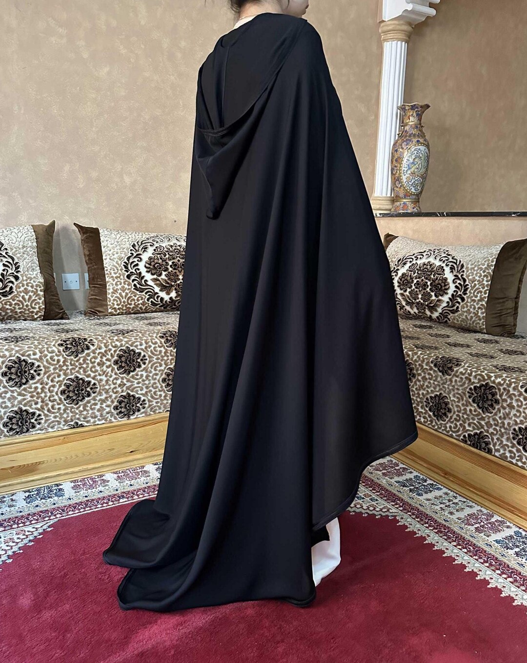 Traditional Moroccan Black Selham Women Cape With Hood - Authentic ...