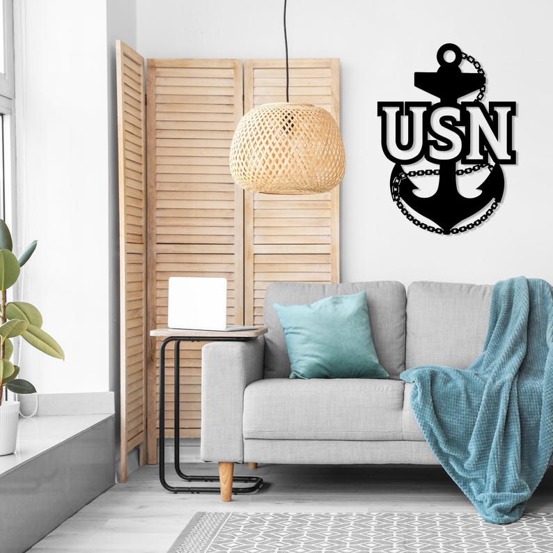 Metal US Navy Anchor Sign, Metal Anchor Decor, Outdoor Decor, Beach ...