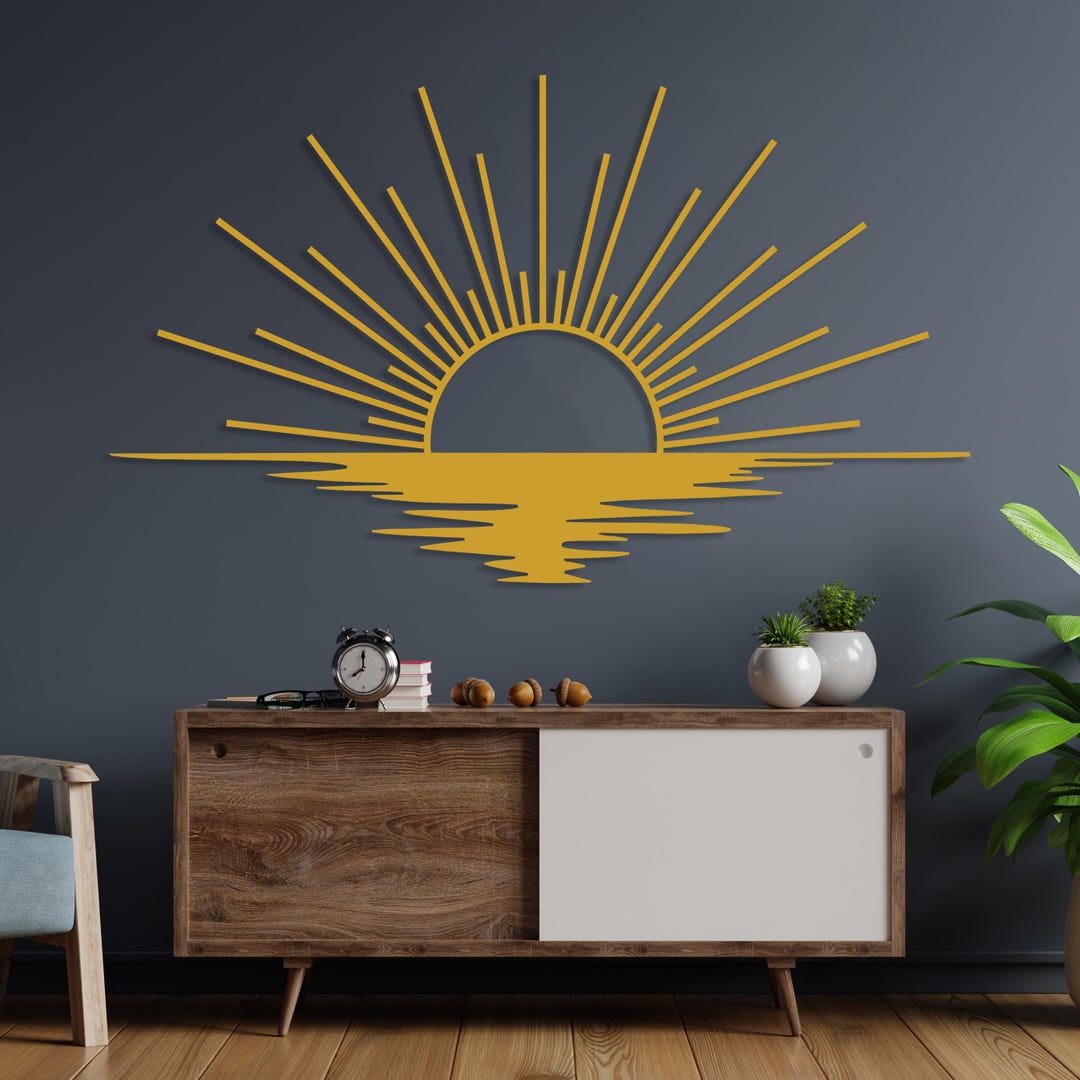Gold Sun Sparkle Metal Wall Art, Sunset Wall Decor, Sunshine Metal Gift ...