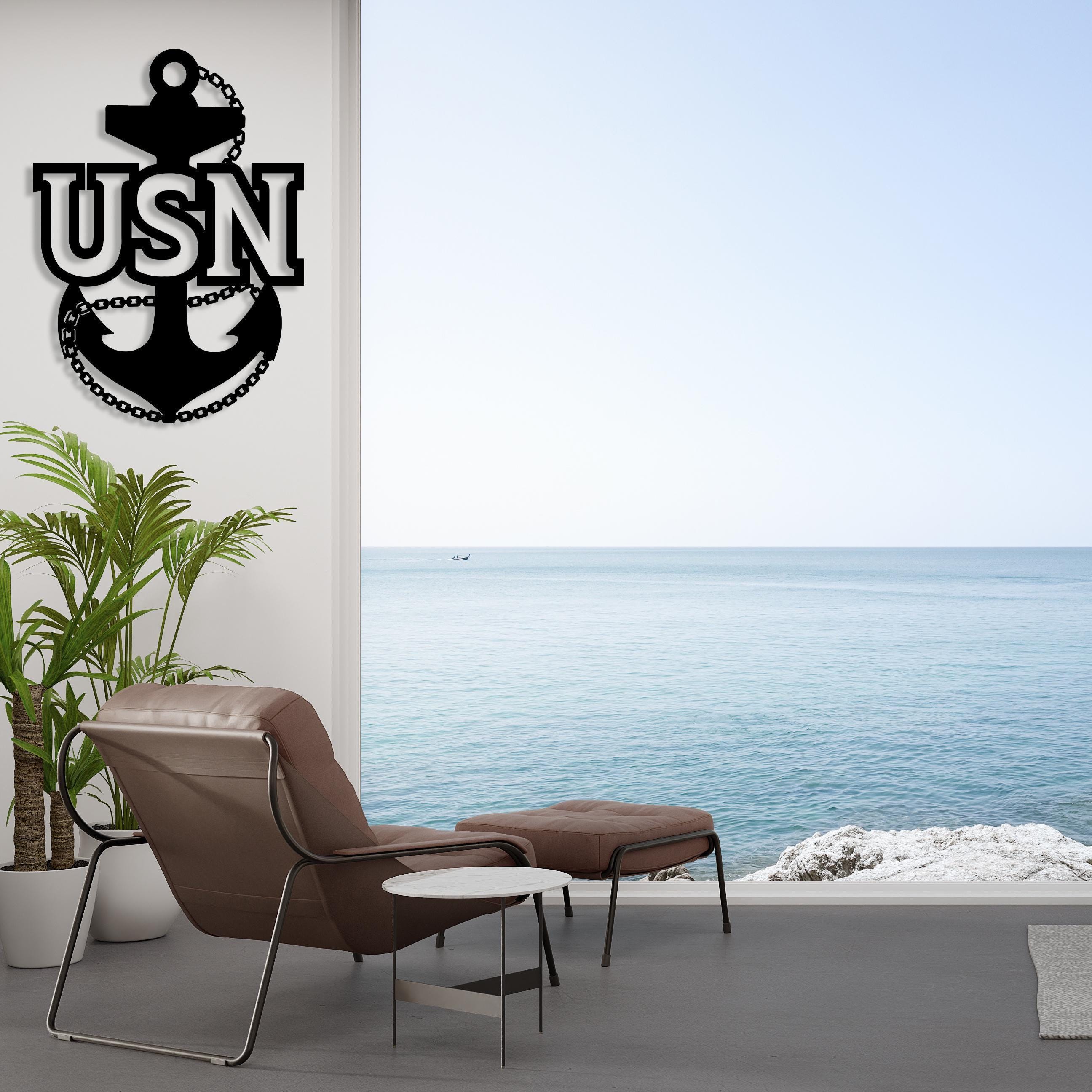 Metal US Navy Anchor Sign, Metal Anchor Decor, Outdoor Decor, Beach ...
