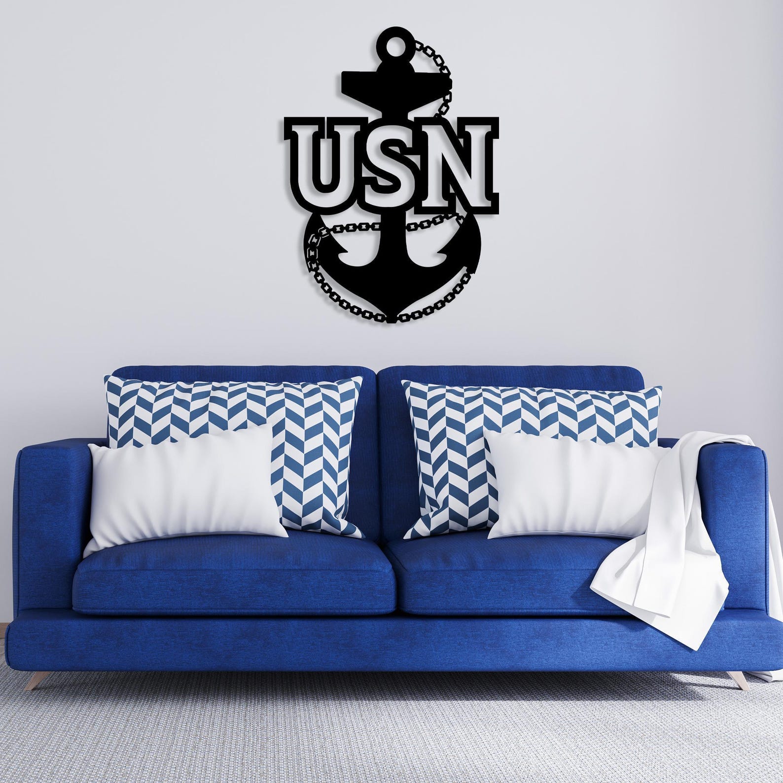 Metal US Navy Anchor Sign, Metal Anchor Decor, Outdoor Decor, Beach ...