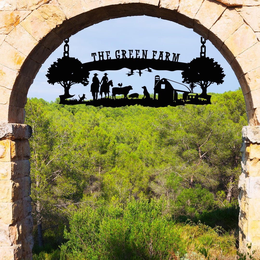 Metal Custom Farm Sign, Large Ranch Entrance Sign, Farm Sign With Name ...