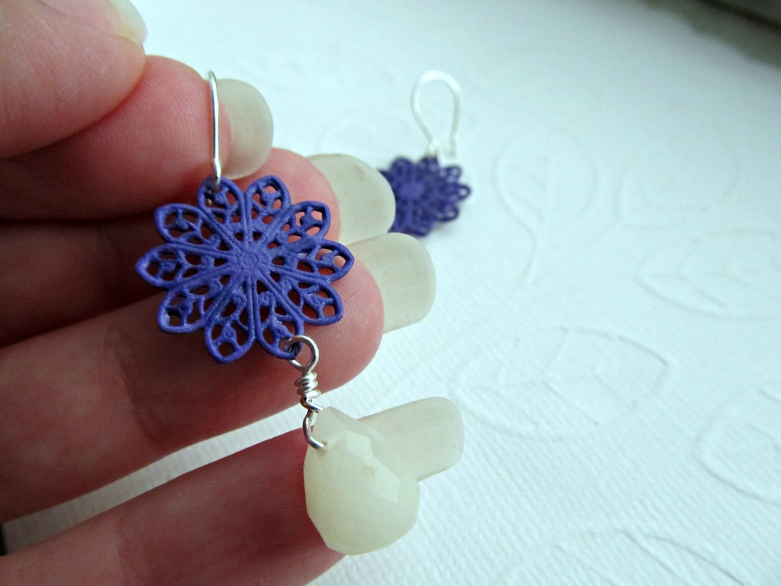 Purple Hand Painted Filigrees With Lemon Quartz Faceted - Etsy