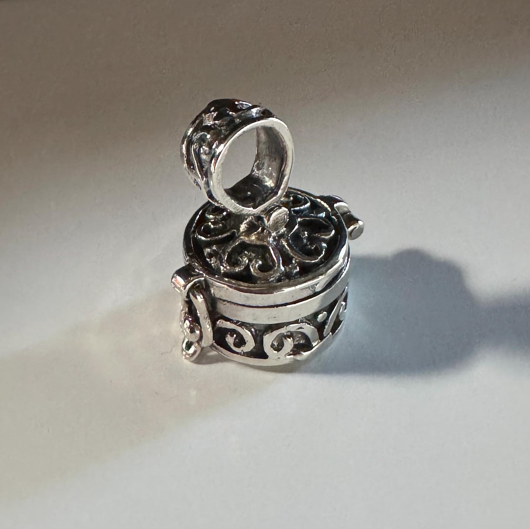 Sterling Silver Prayer Box, Opens, Charm Pendant for Jewelry 12mm X ...