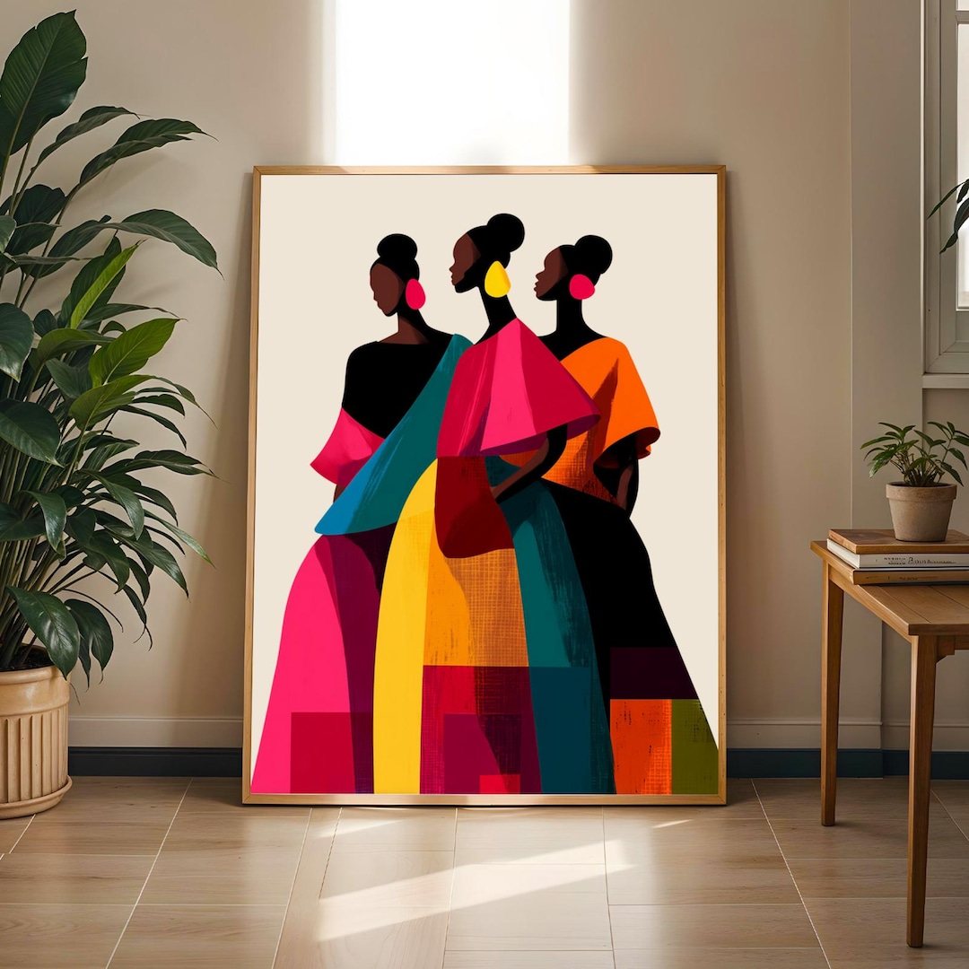 Modern Figures Art Print: Bold African Prints, Beige Geometric Print ...