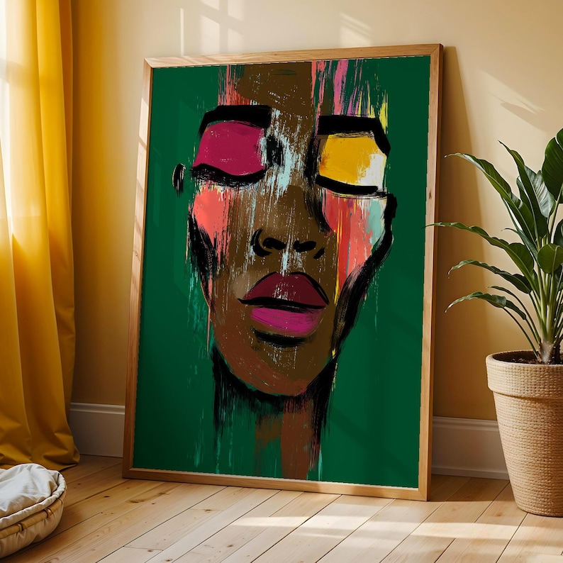 Abstract Black Woman Art Print | Bold Modern Afro Portrait Wall Decor ...