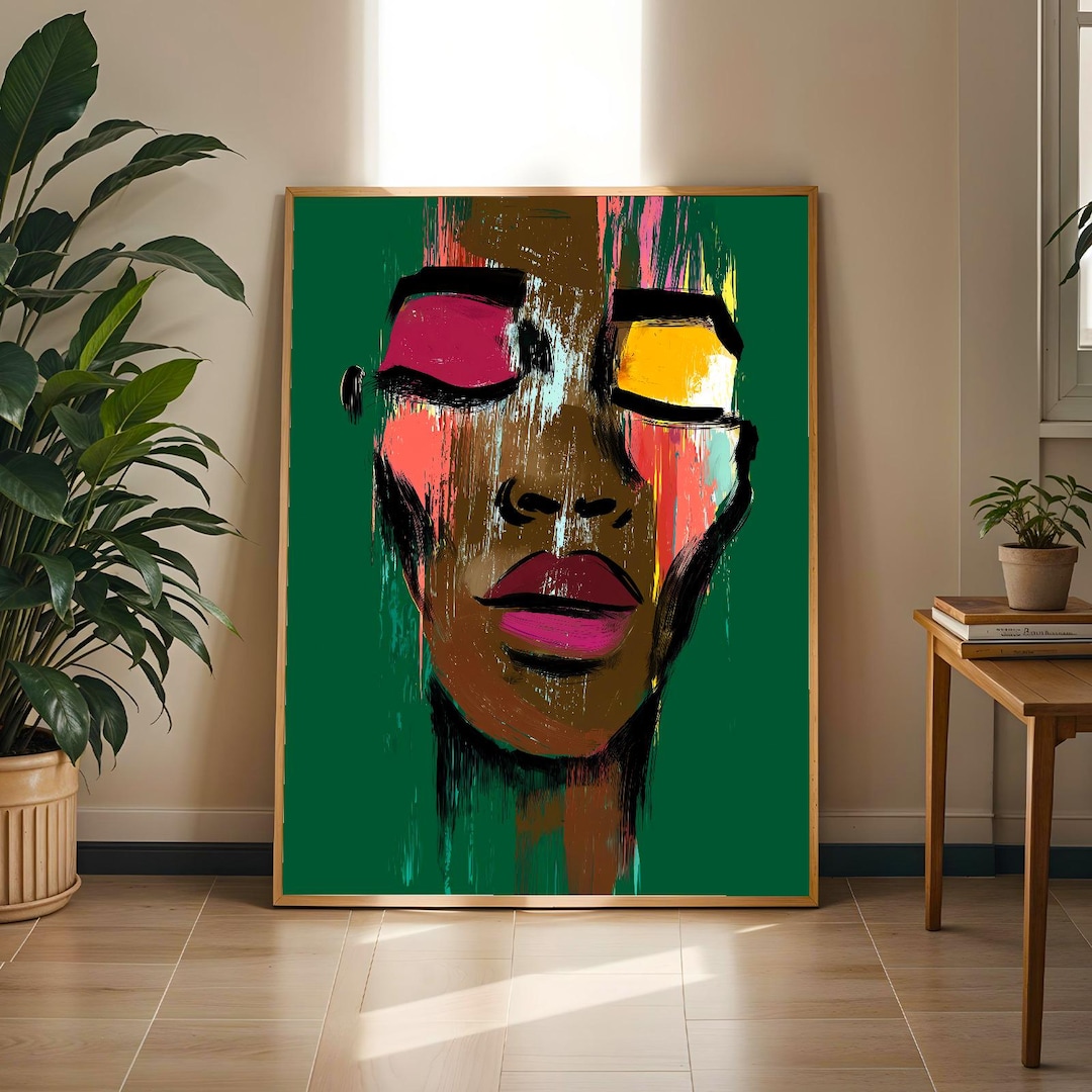 Abstract Black Woman Art Print | Bold Modern Afro Portrait Wall Decor ...