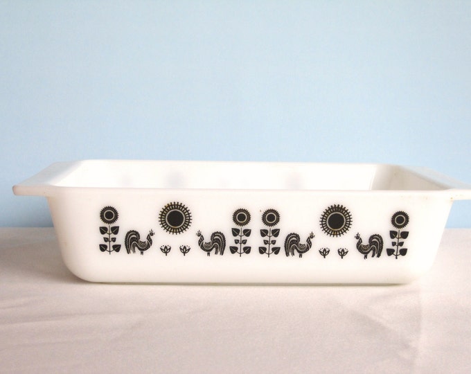 Black White Pyrex - Pyrex Rooster Design - 2 Quart Casserole Dish - Etsy
