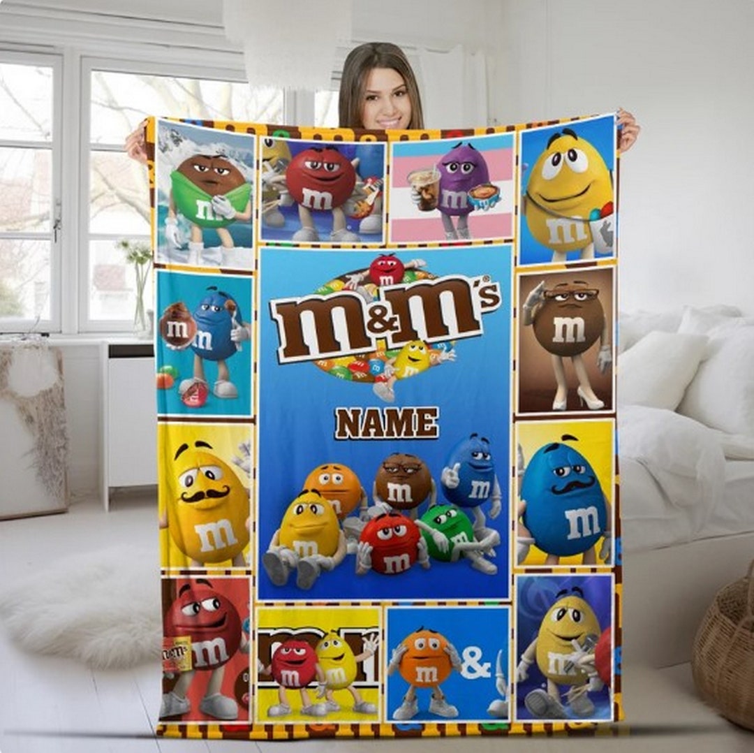 Personalized M and M Blanket, Mms World Fleece Blanket, M and M Candy ...