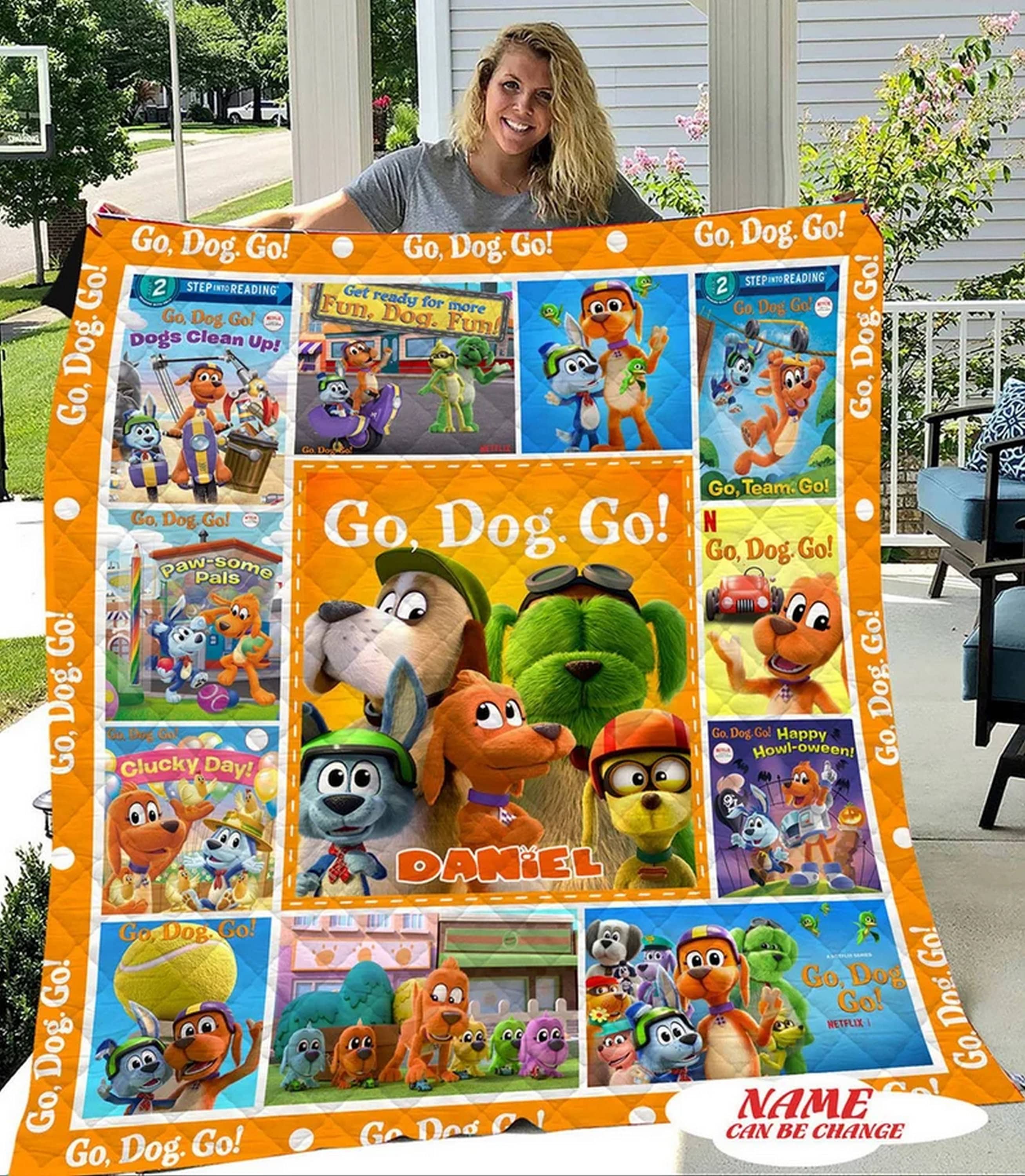 Personalized Go Dog Go Fleece Blanket, Tag Barker Dog And Friends ...