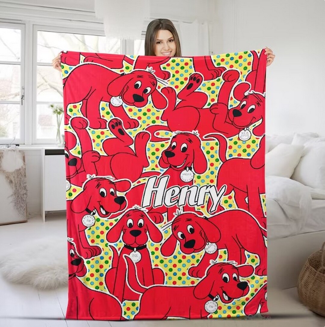 Customized Clifford the Big Red Dog Blanket Personalized Flannel Couch ...