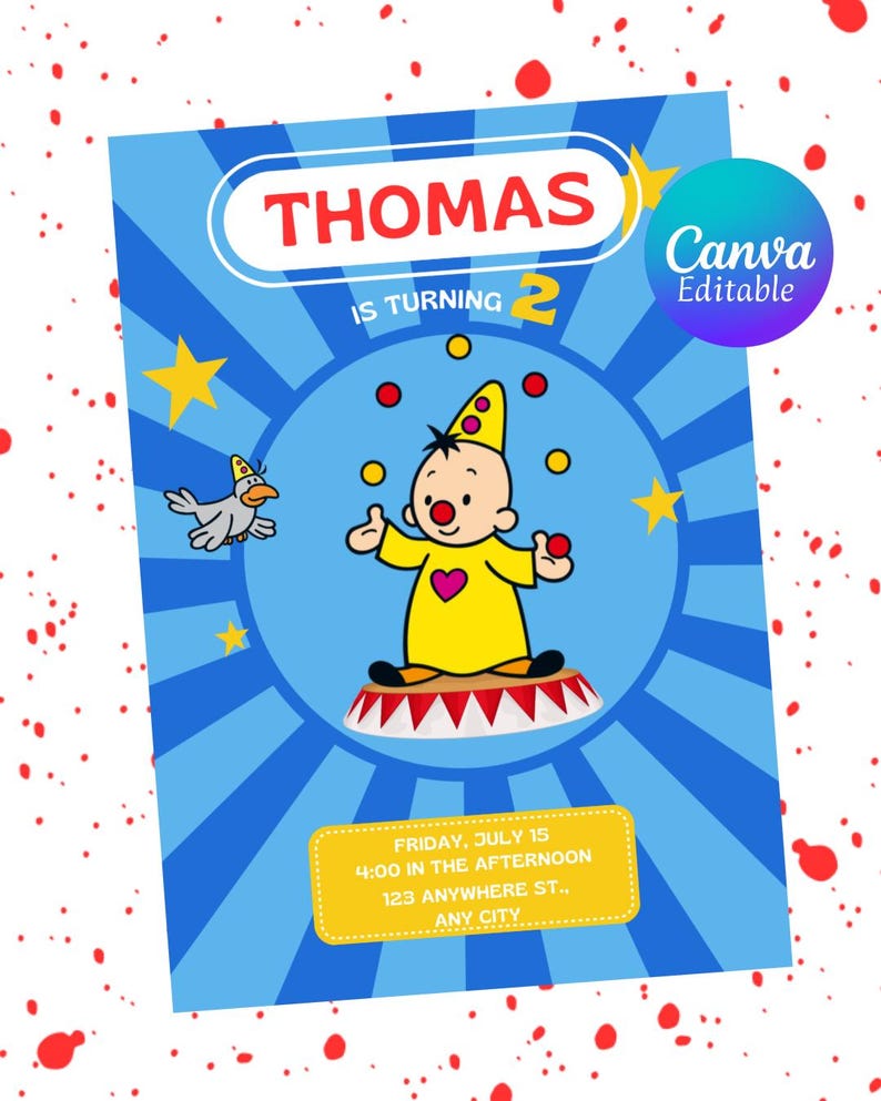 Editable Invitation Cards Bumba Circus Theme Birthday Invite - Etsy ...