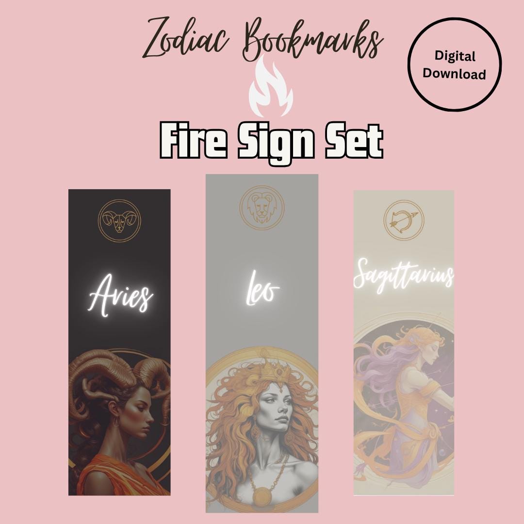 Fire Sign Zodiac Printable Bookmarks | Aries, Leo & Sagittarius ...