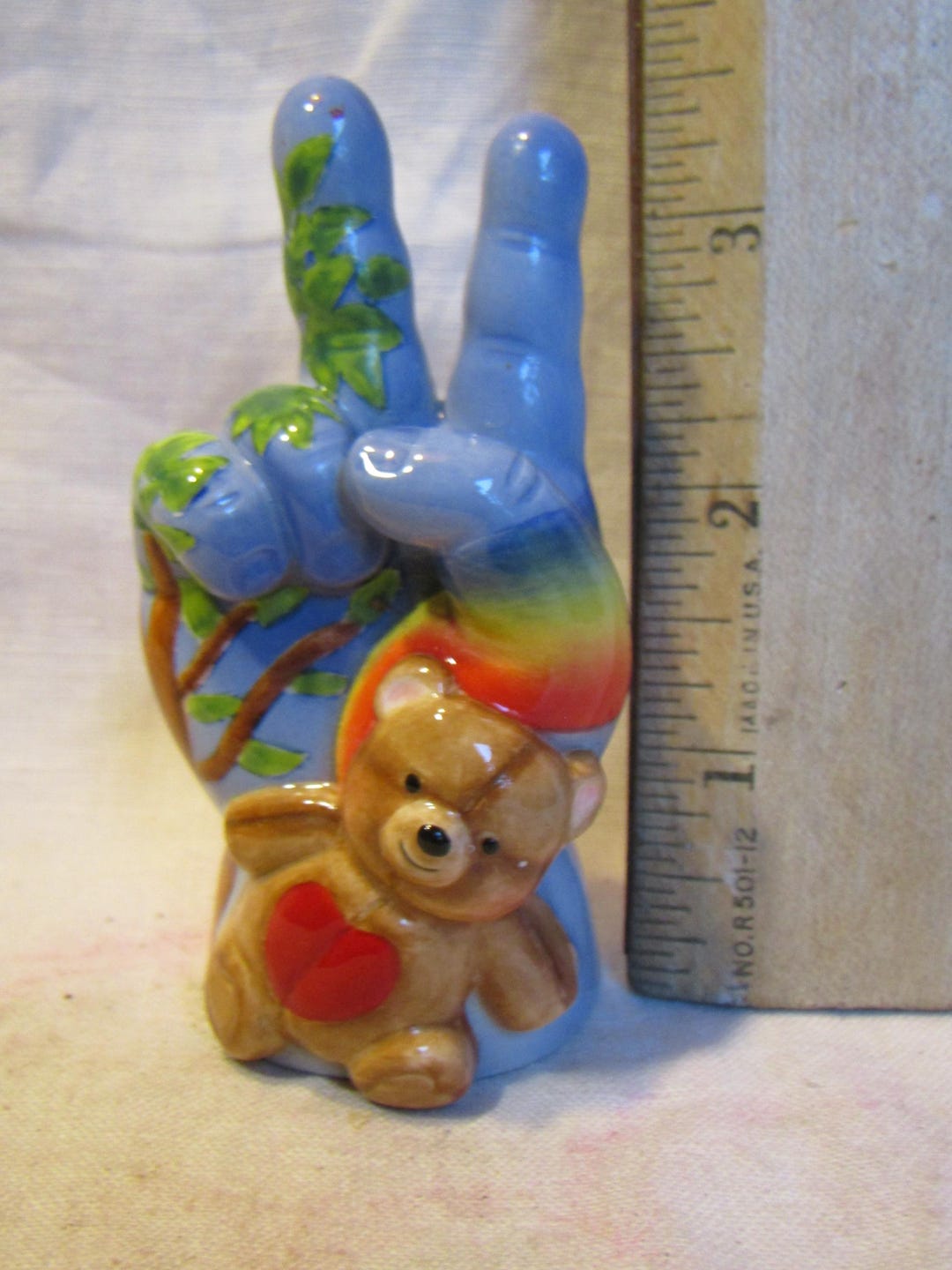 Whimsiclay Teddy Bear Rainbow Baby Peace Sign Hand. Unique Amy Lacombe ...