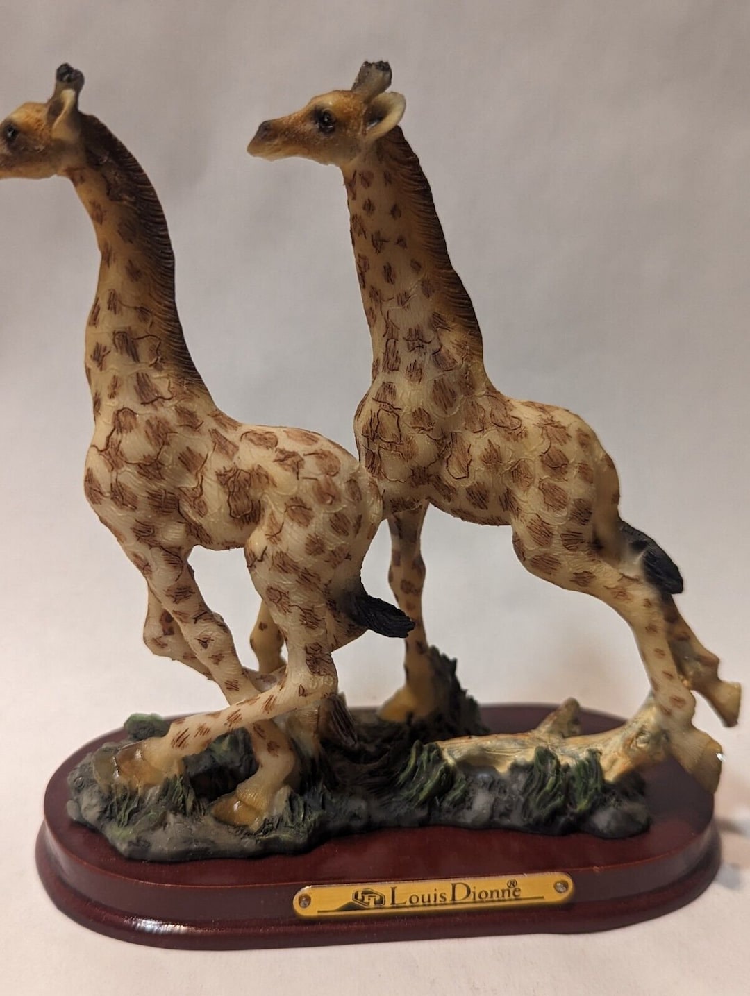 Louis Dionne Double Giraffe Figurine 3", With Brass Plaque, Realistic ...