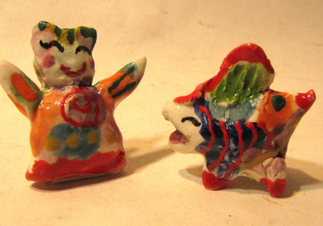 Suki & Blaze Whimsiclay Tiny Rainbow Funny Creature Figurines, Amy ...