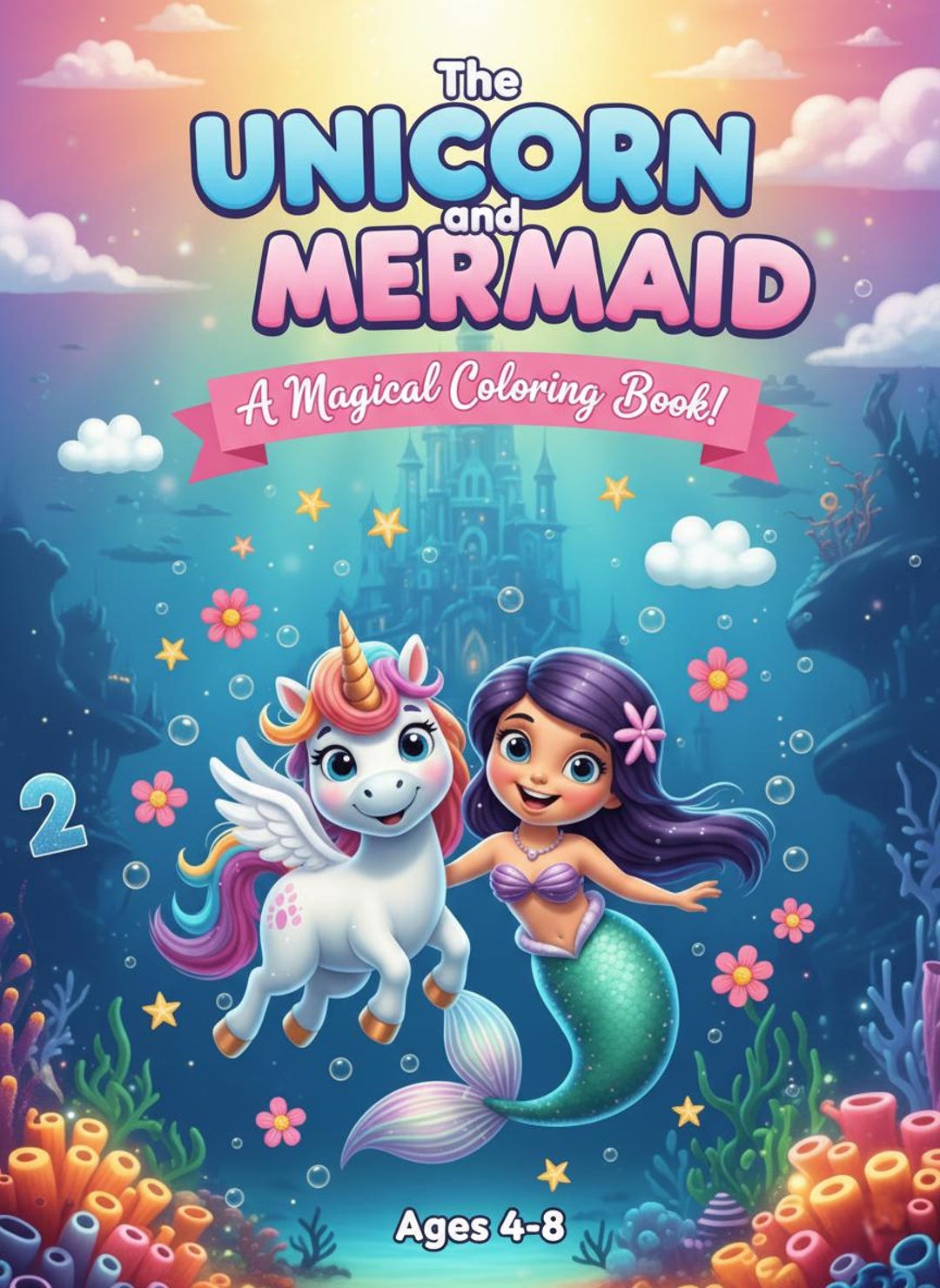 The Unicorn and Mermaid: A Magical Coloring Book! - Etsy