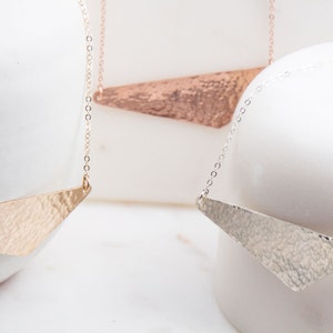 Large Triangle Bar Necklace in 14K Gold Filled, Sterling Silver, Rose ...