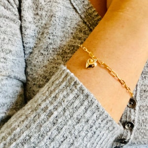 Tiny Heart or Small Heart Gold Bracelet, Stacking Heart Bracelet ...