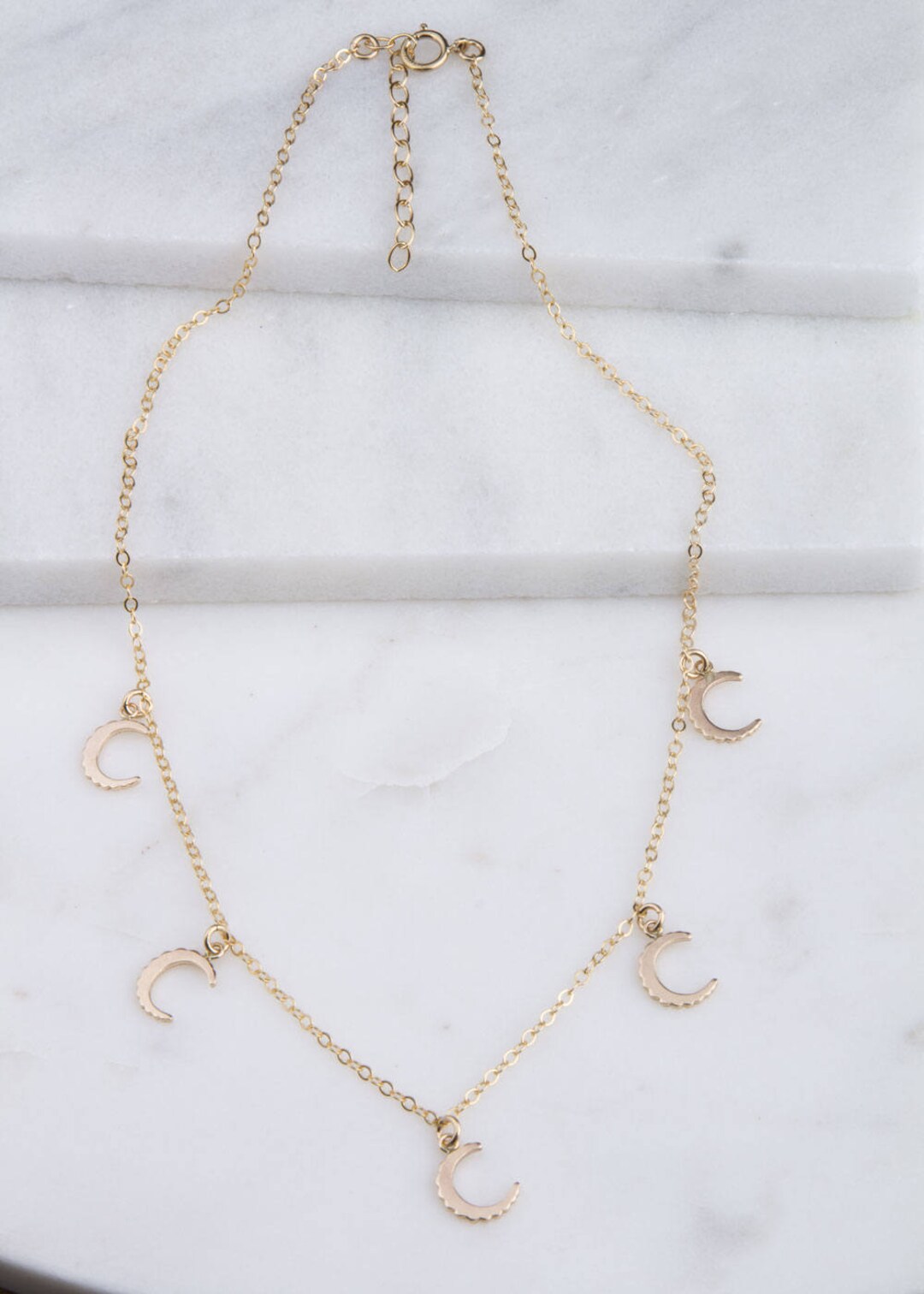 Scalloped Moon Choker Necklace, Silver Tiny Moon Choker Necklace, Gift ...