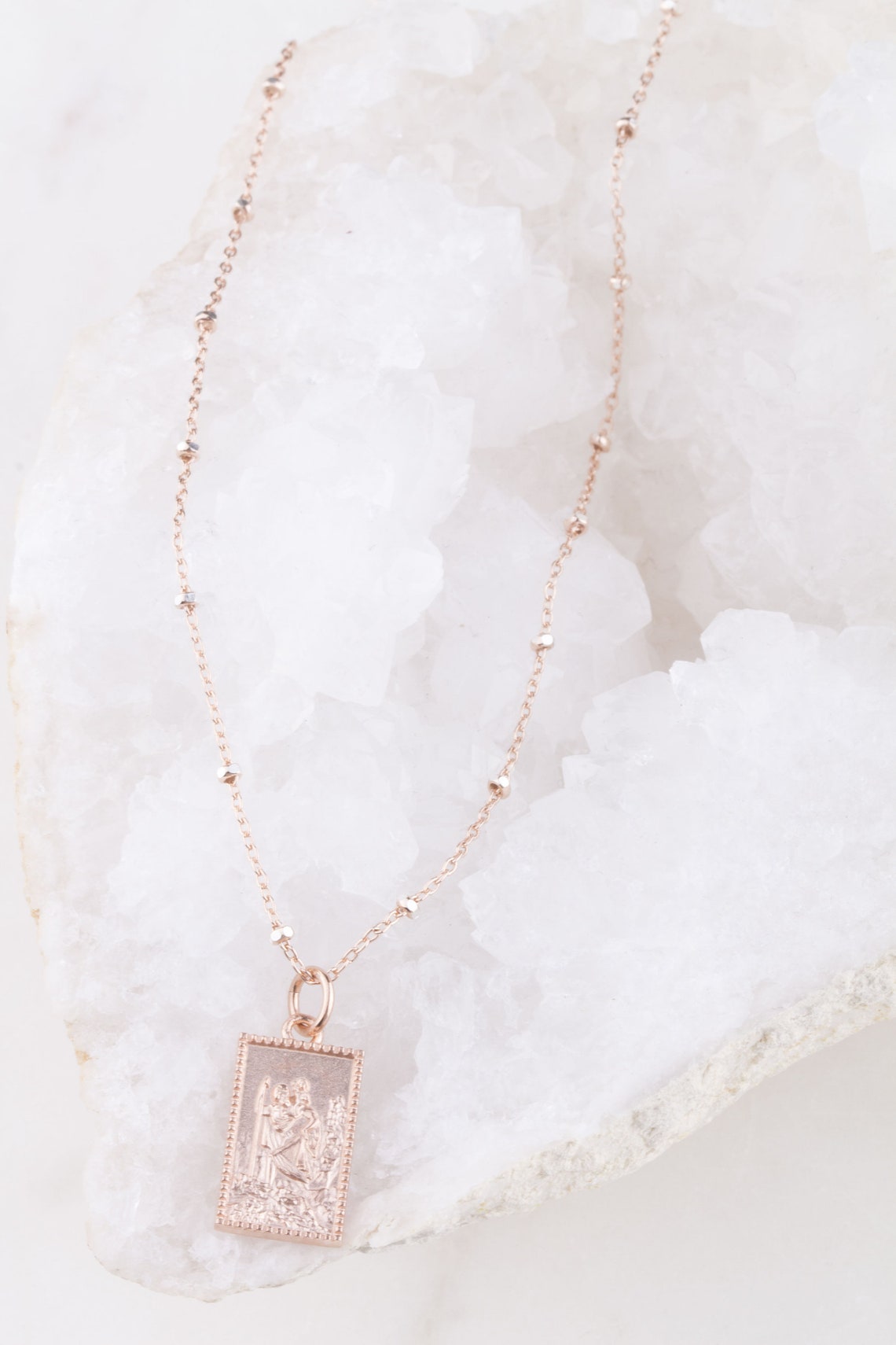 Saint Christopher Rose Gold Plated Over Sterling Silver - Etsy