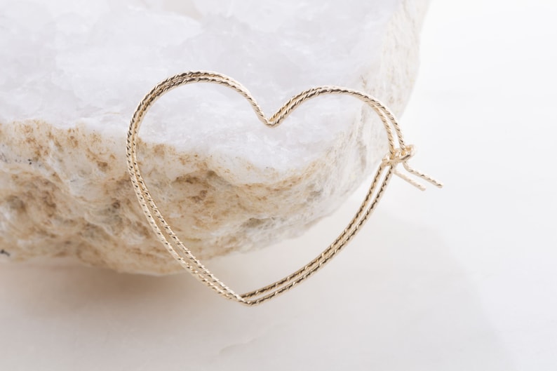 14K Gold Filled Heart Wire Earrings Heart Shaped Hoop | Etsy