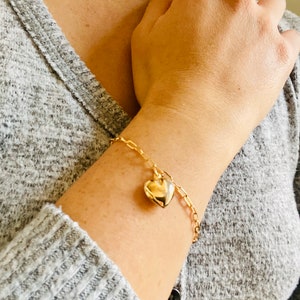 Tiny Heart or Small Heart Gold Bracelet, Stacking Heart Bracelet ...