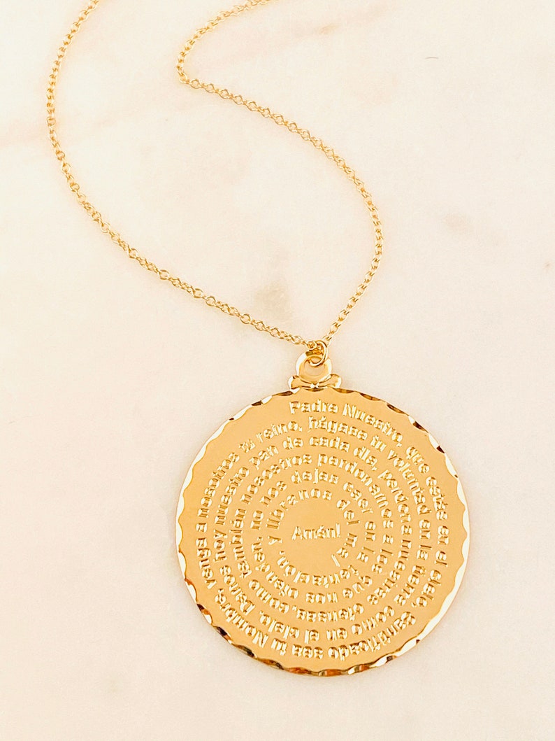 Spanish Prayer Necklace, the Lord's Prayer Pendant, Padre Nuestro, Gift ...
