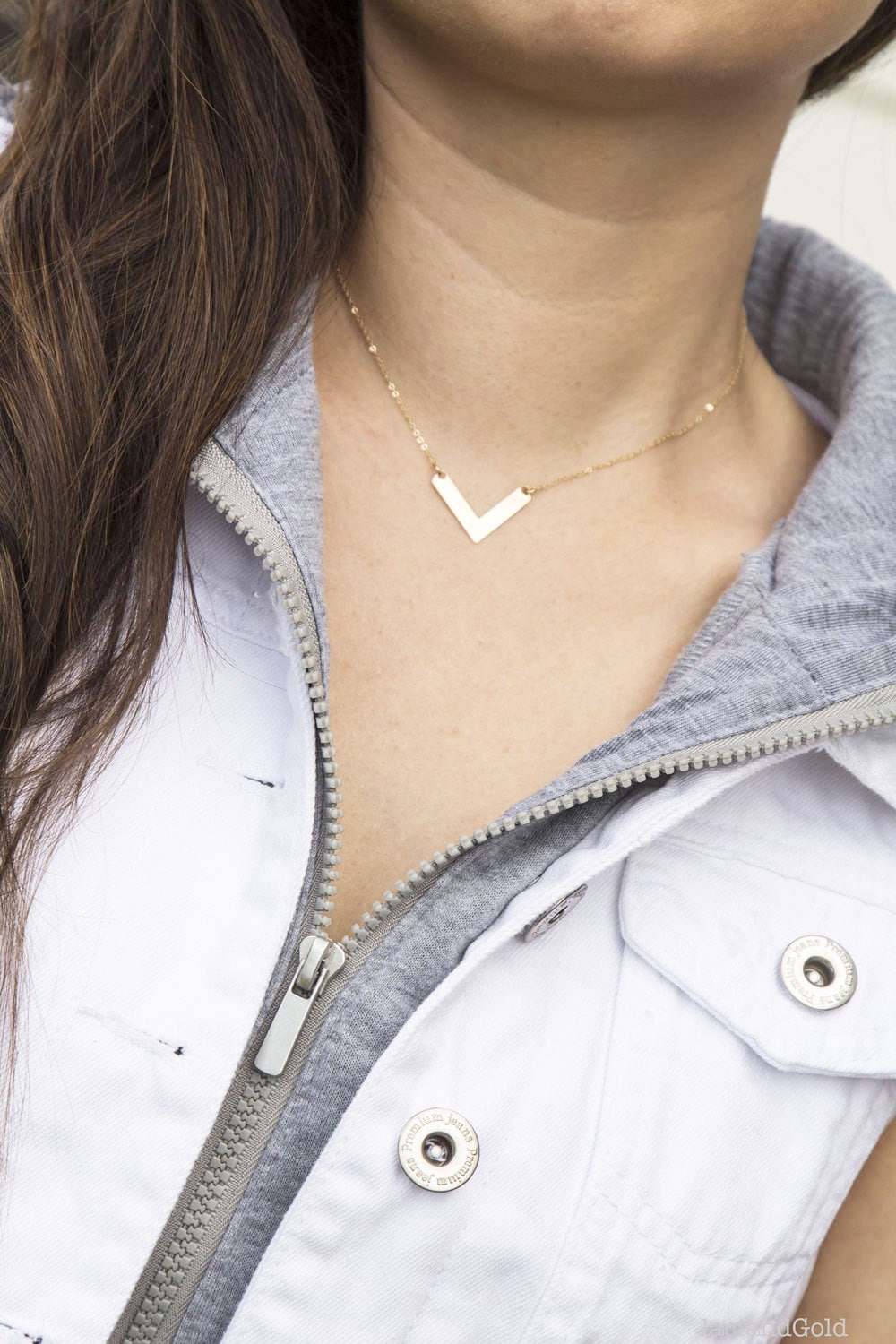 Chevron Gold Necklace, Layering Necklace, Chevron Charm, V Shaped ...