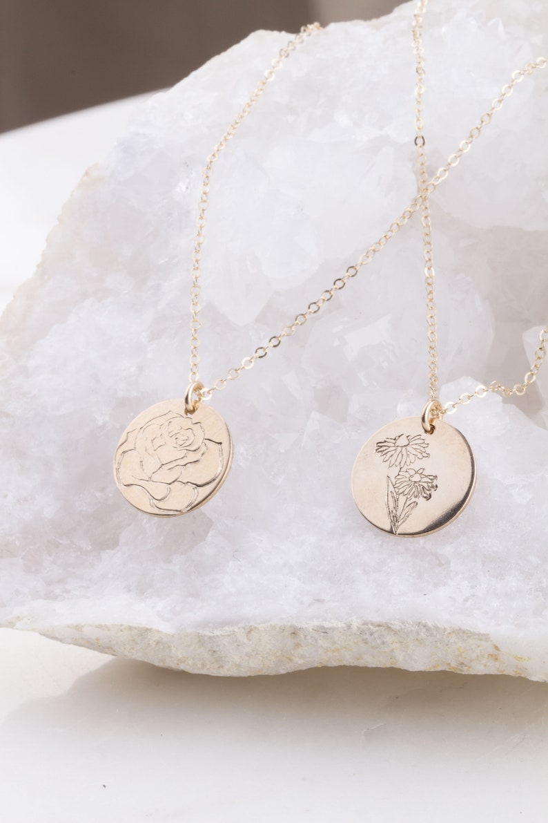 Birth Month Flower Charm Necklace Gift for Her Birthday | Etsy