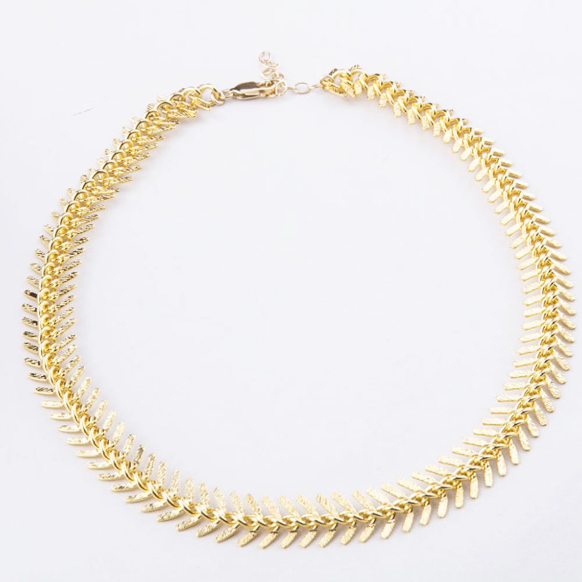 Chunky Gold Plated Fishbone Choker Fish Bone Gold Choker - Etsy