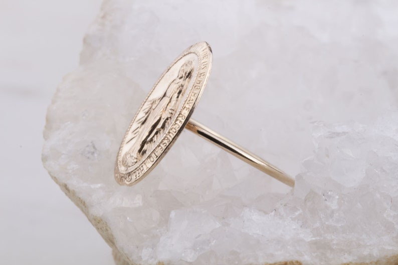 Dainty 14K Gold Filled Large Oval Virgin Mary Ring in Size 6 - Etsy