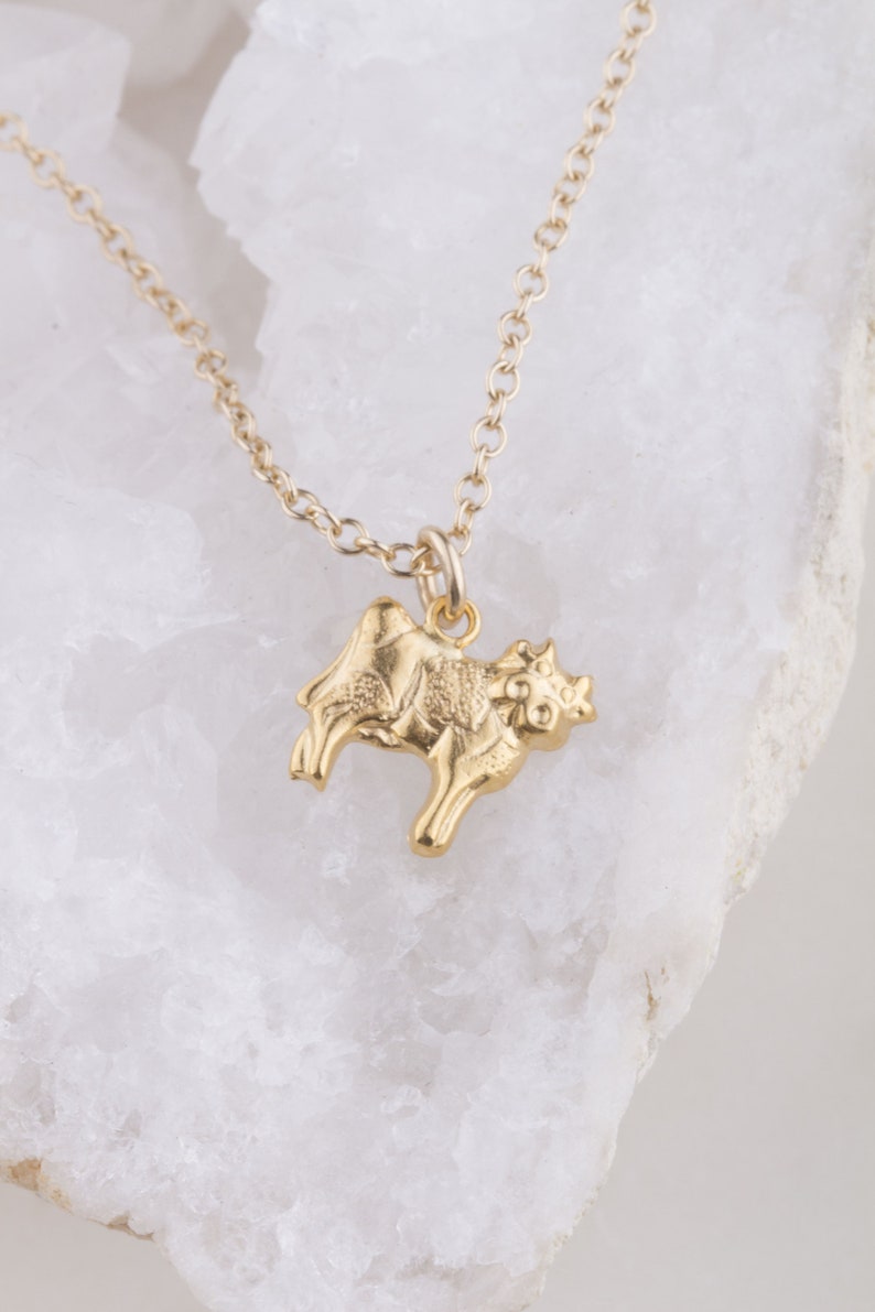 Tiny Gold Cow Necklace Bridesmaid Gift Gift for Her Flower - Etsy