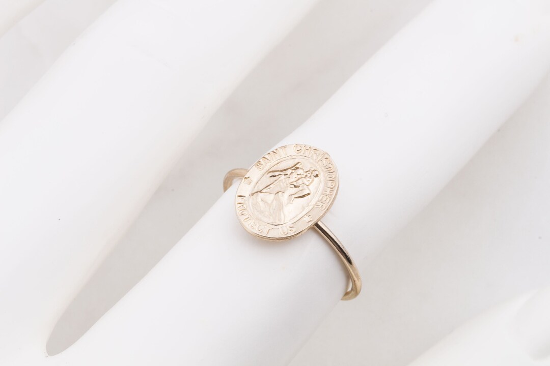 Dainty 14K Gold Filled Saint Christopher Ring in Size 6 and 7, Gift for ...