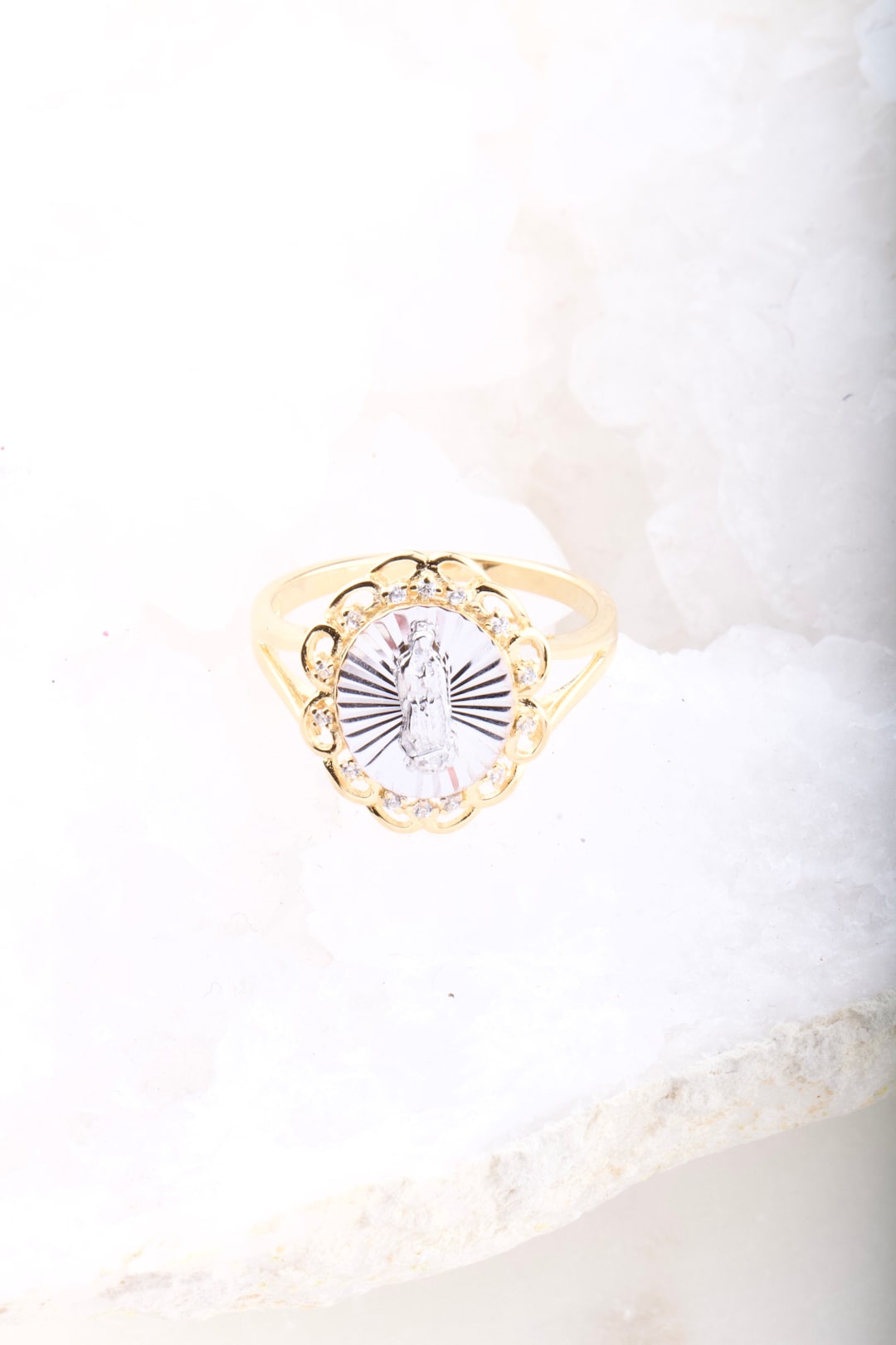 Our Lady of Guadalupe Vermeil Ring in Size 6, 7, 8, Religious Ring ...