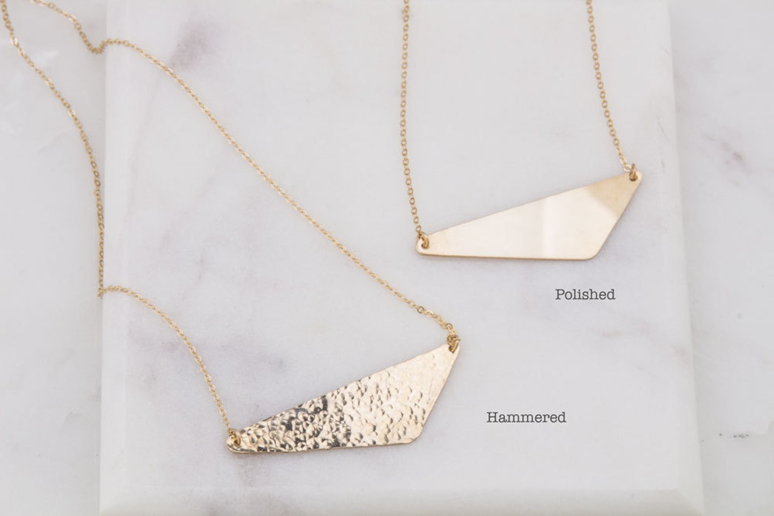 Large Triangle Bar Necklace in 14K Gold Filled Sterling - Etsy