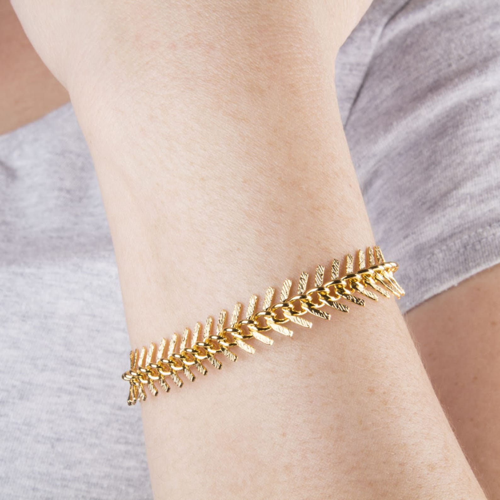 Chunky Gold Plated Fishbone Bracelet Fish Bone Gold Bracelet | Etsy