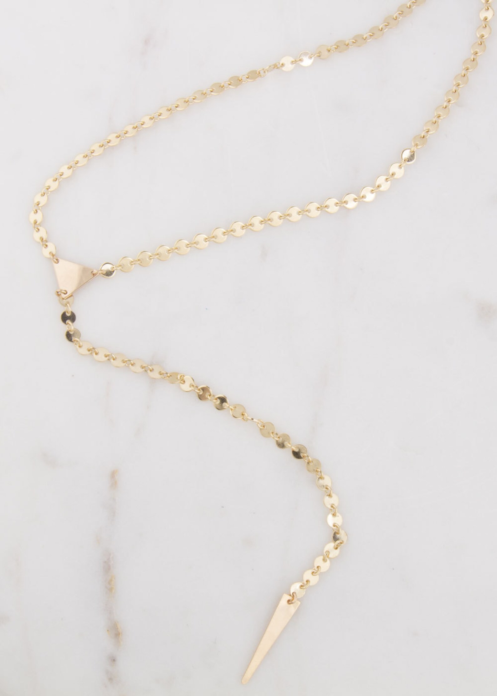 Y Lariat Gold Triangle Multi Coin Necklace Coin Disk Lariat | Etsy