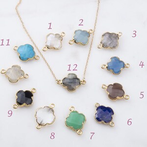 Gemstone Clover Necklace, Stone Clover Shape Pendant Necklace ...